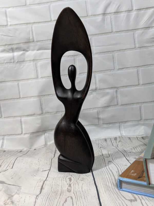 African Hand Carved Wooden Sculpture, Traditional Tribal Art, Kneeling ...