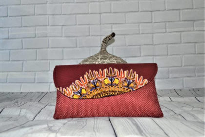 Burnt Red Lekuton Massai Kenyan African Clutch Bag with Fabric Flap ...