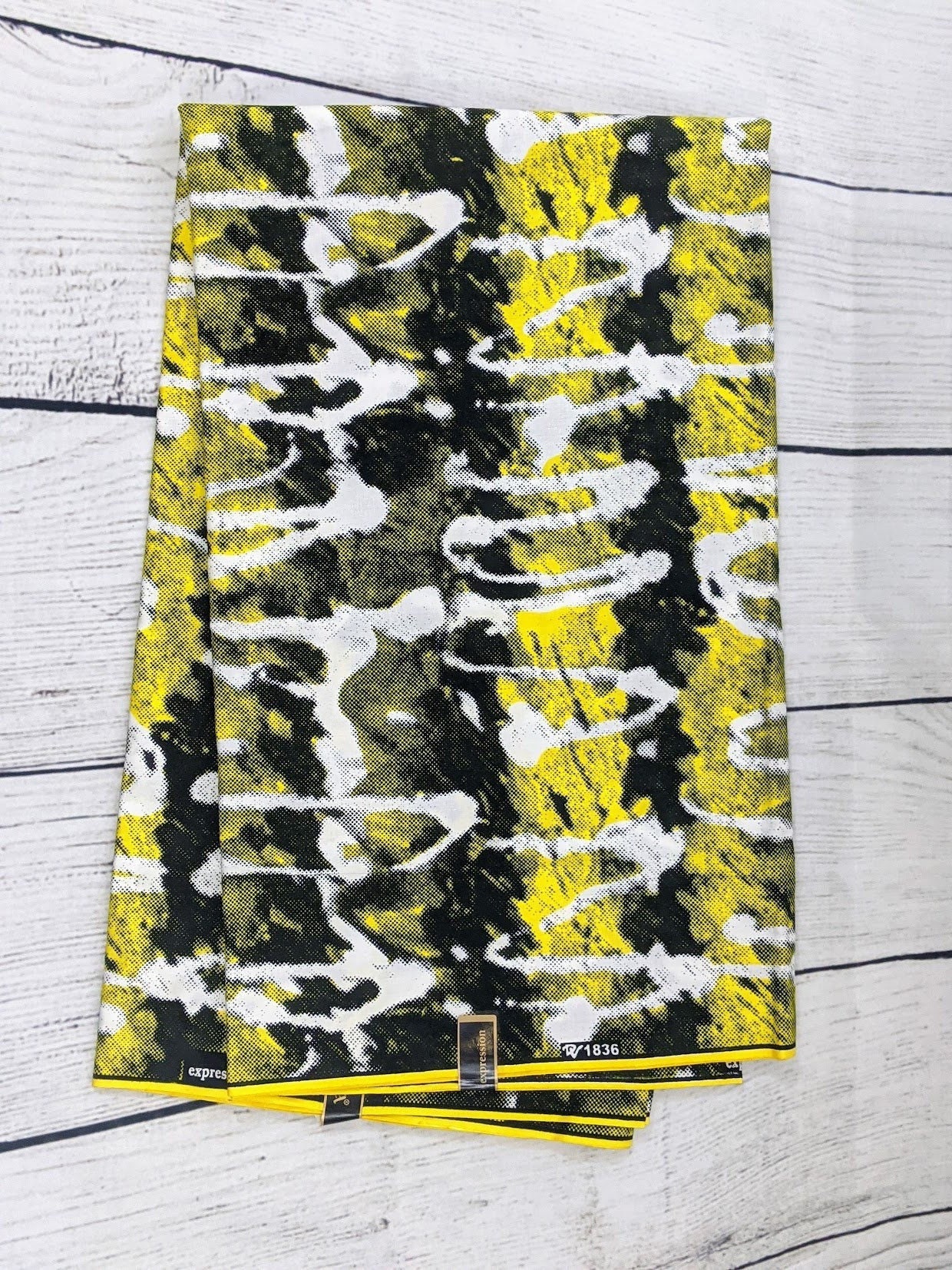 Black & Yellow DIGI with White Strokes Daviva Expression Ankara African ...