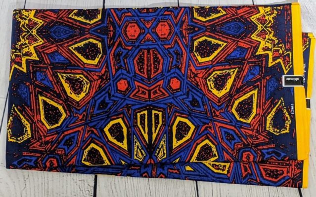 Exploded Red & Yellow Diamond Star on Blue Daviva Ultimate Ankara ...